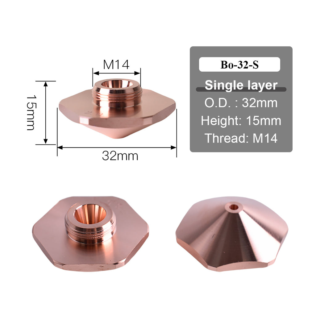 Startnow Bo Laser Cutting Nozzles O.D.25/32mmSingle Double Layers Nozzle